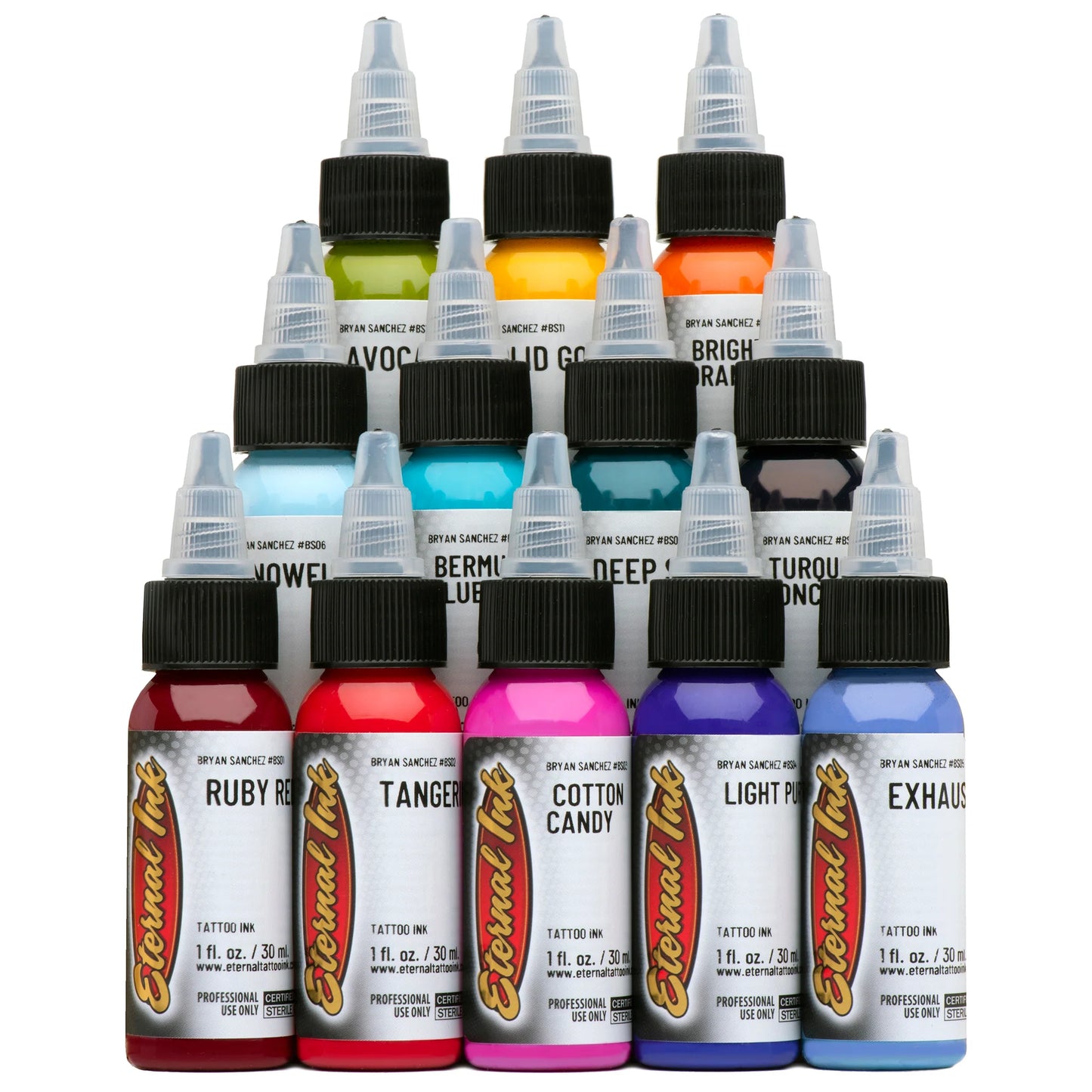 Bryan Sanchez M. Set 12 Bottles | USA Eternel Colors – Pro Line Tattoo LTD